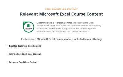 Excel Course Bundle Syllabus - Leadership Build